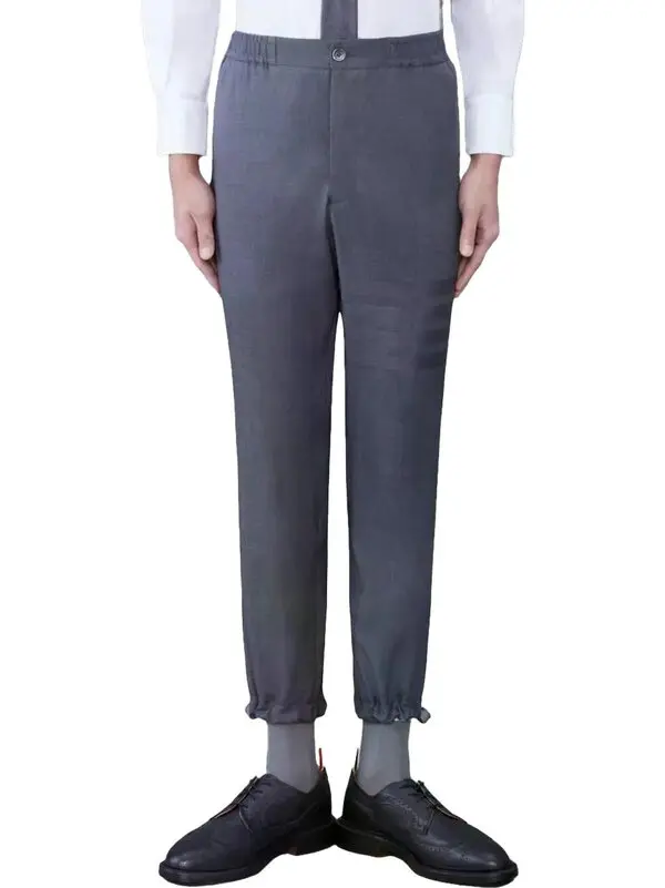 Thom Browne Stripe-detail Elasticated-cuff Trousers - Grey