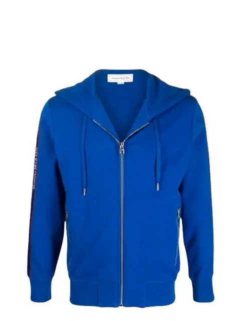 Alexander McQueen Taped Logo Zip Hoodie - Blue