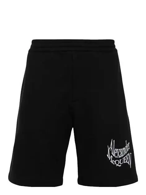 Alexander McQueen Logo Embroidered Track Shorts - Black