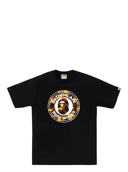 A BATHING APE 1st Camo Busy Works Tee Shirt - Black/orange