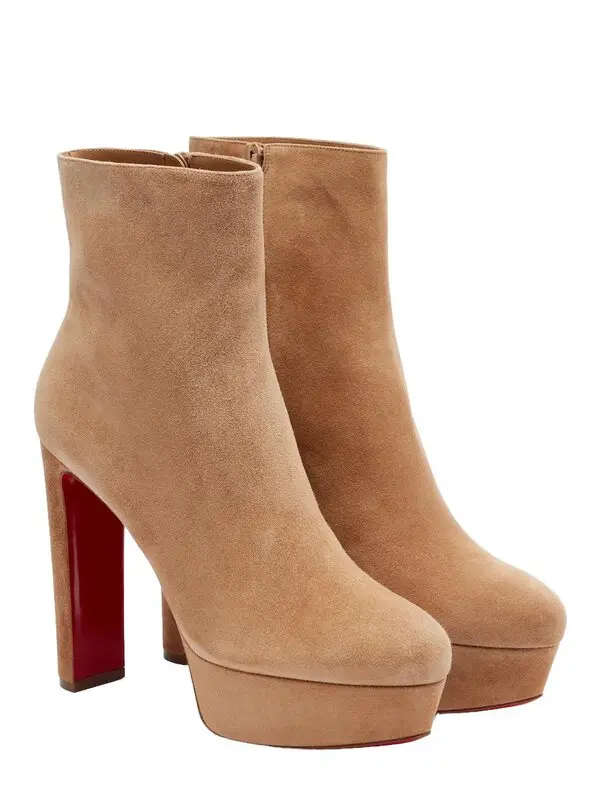 CHRISTIAN LOUBOUTIN Loo 130 Suede Ankle Boots - Beige