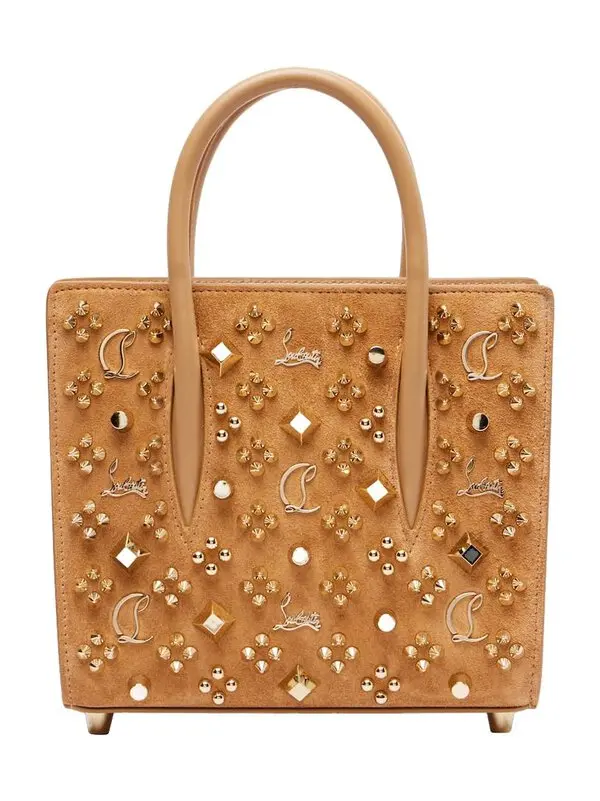 CHRISTIAN LOUBOUTIN Paloma Studded Suede Tote Bag - Beige