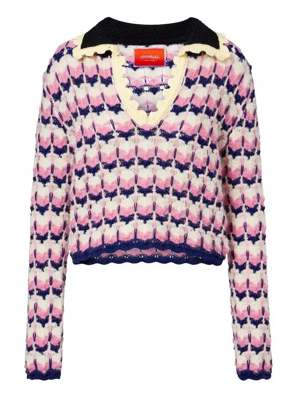 La DoubleJ Picket Wool-blend Polo Sweater - Multicoloured