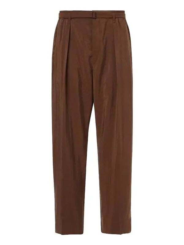 LEMAIRE Silk-blend Wide-leg Trousers - Brown