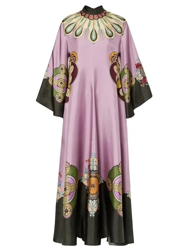 La DoubleJ Magnifico Printed Silk Twill Kaftan - Purple