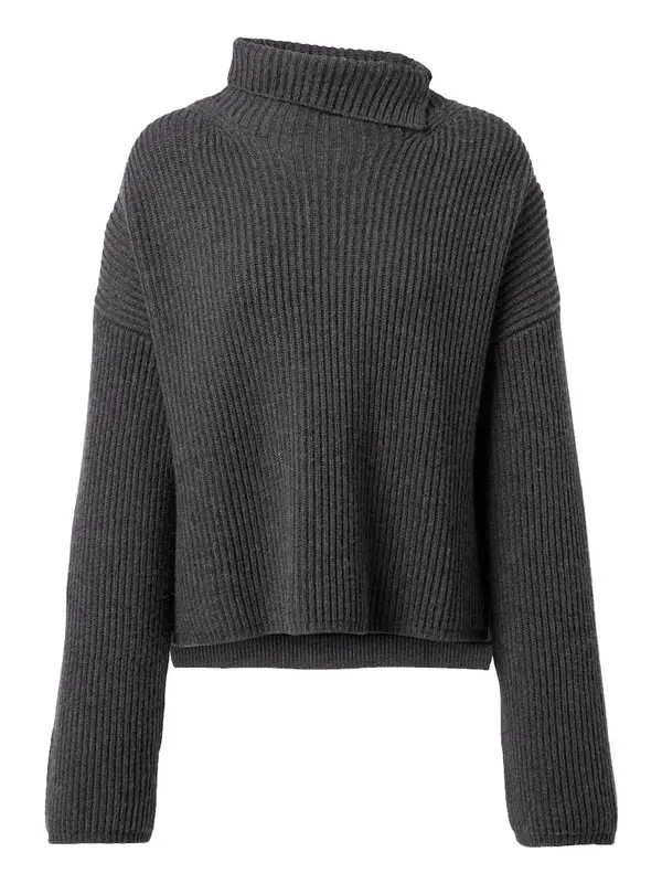 JOSEPH Ribbed-knit Wool-blend Turtleneck Sweater - Grey