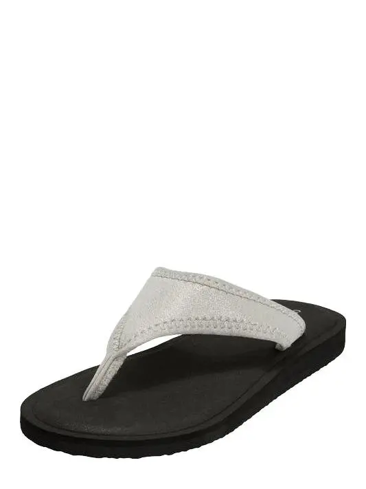 COMFORTVIEW The Sylvia Soft Footbed Thong Sandal - Silver Metallic