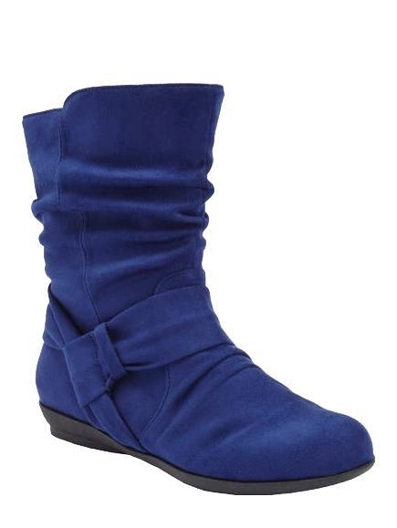 COMFORTVIEW Ezra Ruched Suede-like Boots - Blue