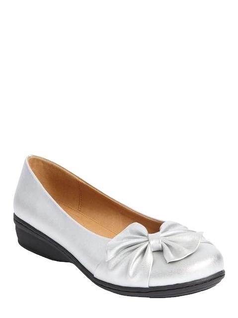 COMFORTVIEW The Pamela Slip-on Flat With Bow Detailing - Silver