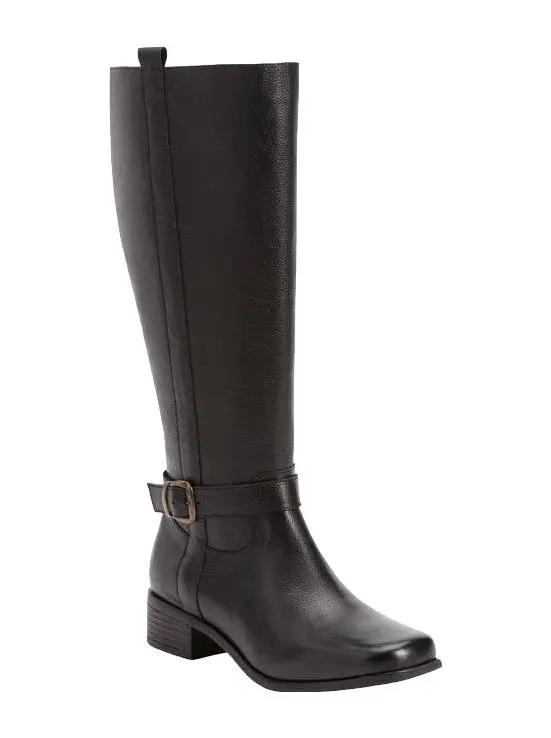 COMFORTVIEW The Donna Tall Wide Calf Leather Boots - Black
