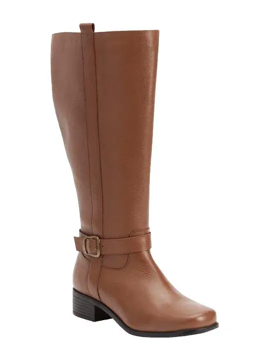 COMFORTVIEW The Donna Tall Wide Calf Leather Boots - Cognac