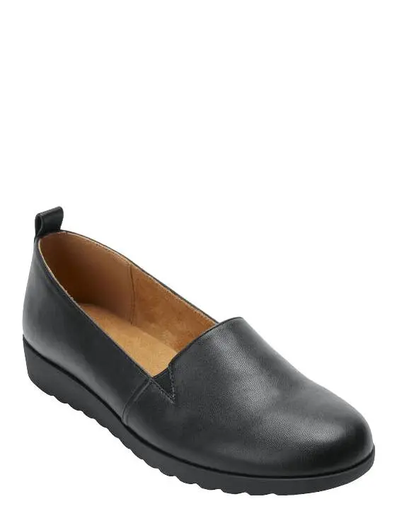 COMFORTVIEW June Leather-like Slip On Flat - Black