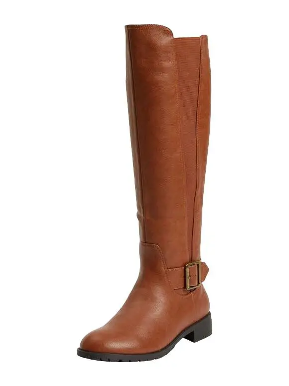 COMFORTVIEW Milan Tall Wide Calf Boots - Cognac