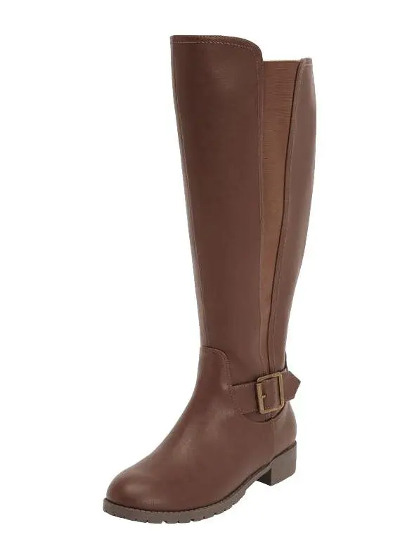 COMFORTVIEW Milan Tall Wide Calf Boots - Medium Brown