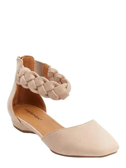 COMFORTVIEW Rayna Braided Ankle Strap Flat - New Nude