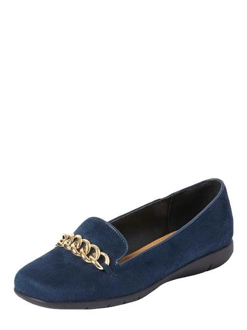 COMFORTVIEW The Thayer Slip-on Flat With Metallic Chain Detail - Navy