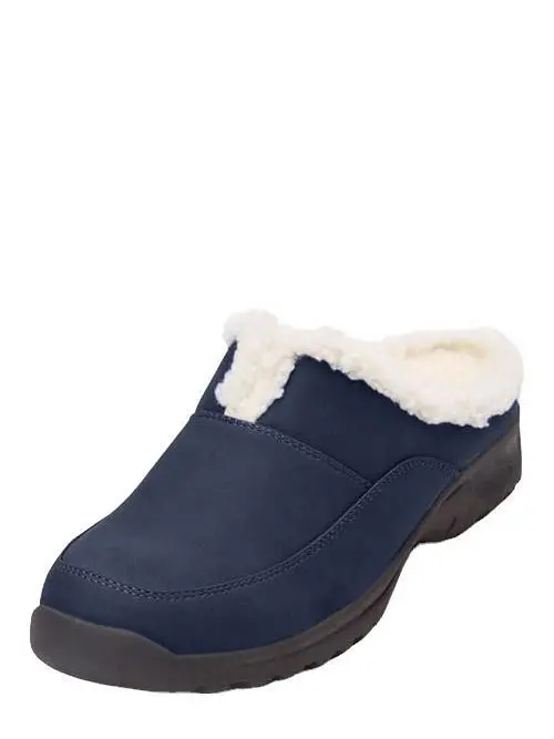 COMFORTVIEW The Harlyn Slip-on Mule With Faux Fur Trim - Navy Blue