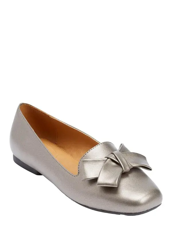 COMFORTVIEW Rafika Slip On Flat With Bow Detailing - Gunmetal