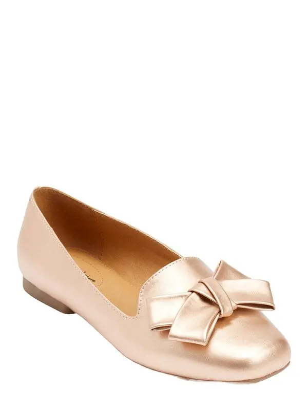 COMFORTVIEW Rafika Slip On Flat With Bow Detailing - Rose Gold