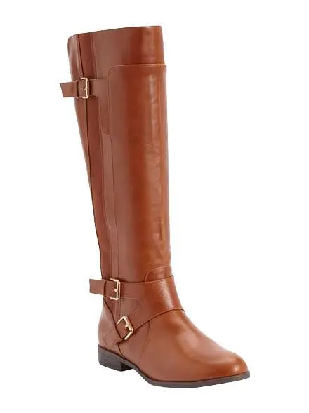 COMFORTVIEW The Whitley Tall Wide Calf Boots - Cognac
