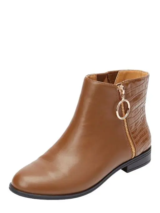 COMFORTVIEW Leather-like Booties - Mocha