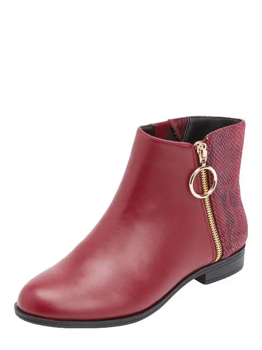 COMFORTVIEW Leather-like Booties - Wine