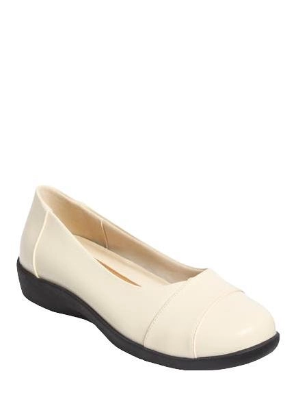 COMFORTVIEW Gab Faux Leather Slip On Flat - Bone