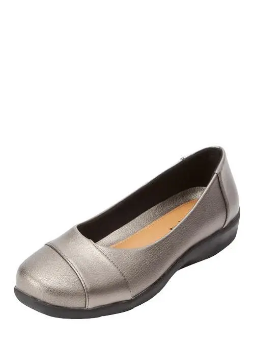 COMFORTVIEW Faux Leather Slip On Flat - Gunmetal