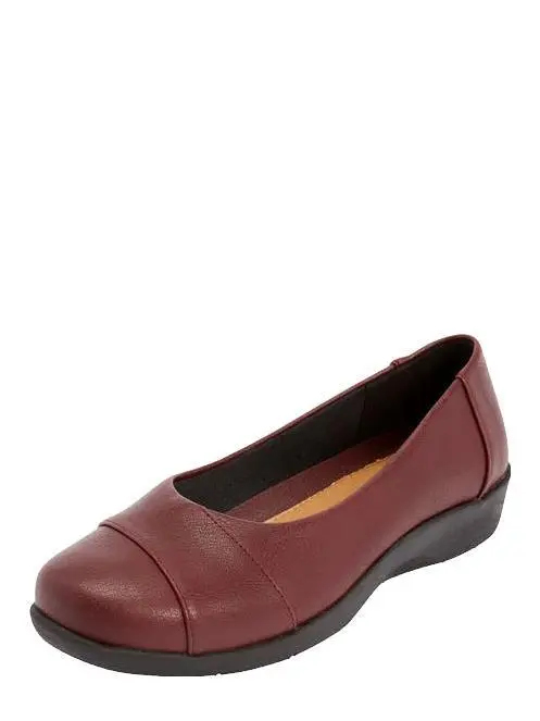 COMFORTVIEW Faux Leather Slip On Flat - New Wine
