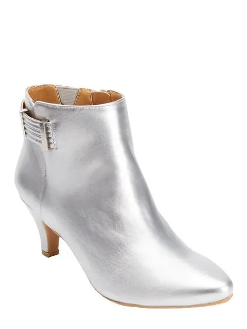 COMFORTVIEW Decima Leather Bootie - Silver