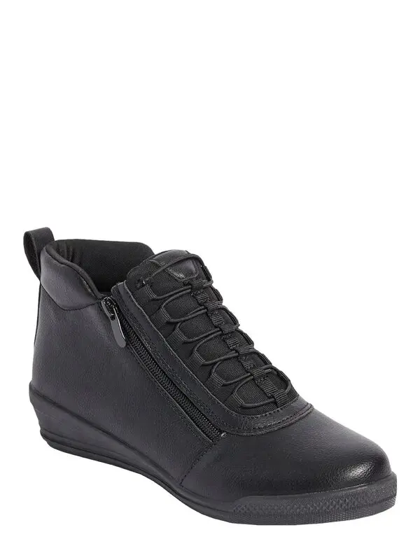 COMFORTVIEW Leather Sneakers - Black