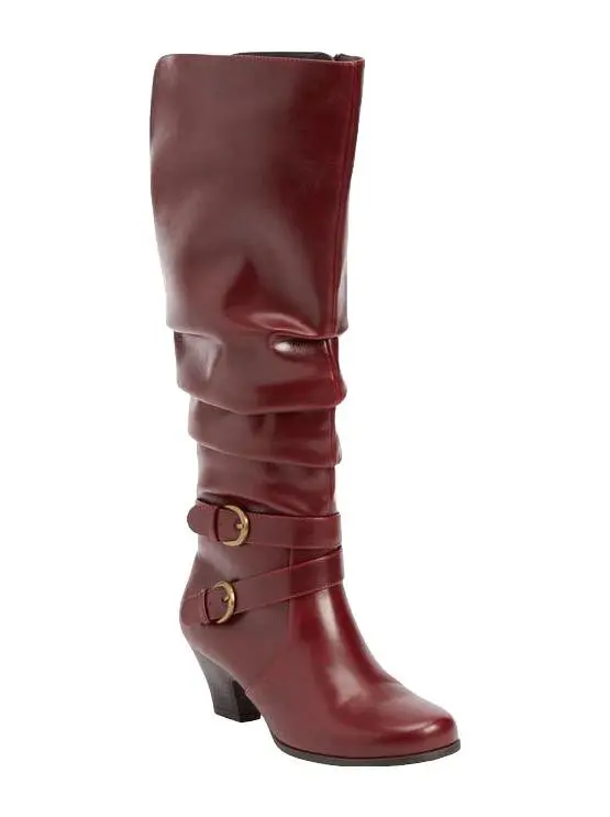 COMFORTVIEW Cleo Tall Wide Calf Boots - Burgundy
