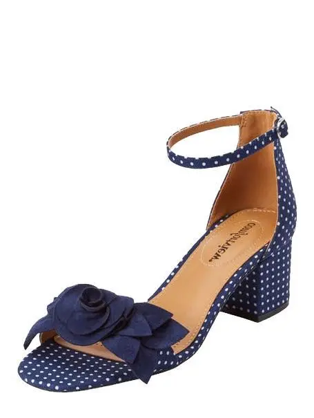 COMFORTVIEW Ona Sandal With Floral Applique - Navy Dot