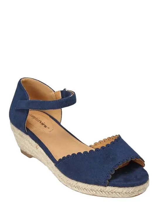 COMFORTVIEW The Charlie Espadrille Wedge Sandal - Navy