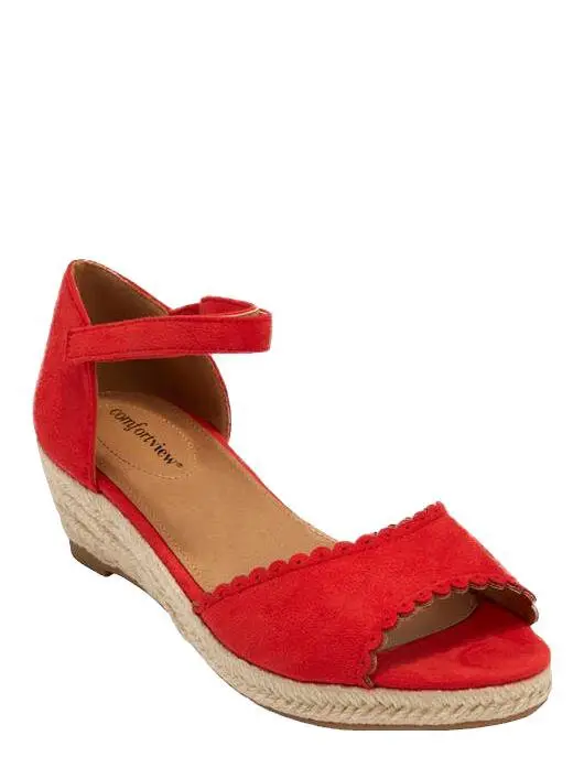 COMFORTVIEW Espadrille Wedge Sandals - Red