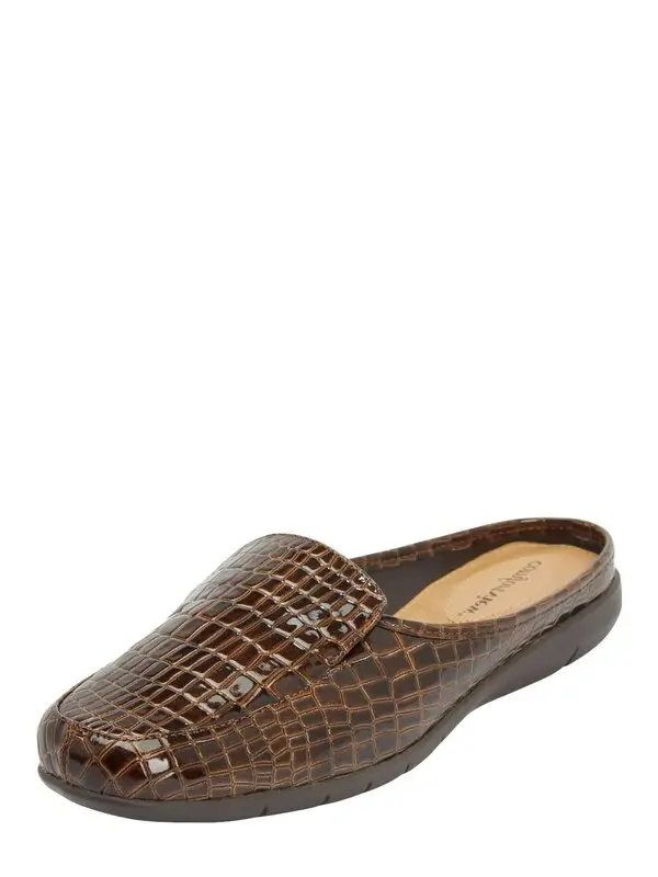 COMFORTVIEW Estelle Crocodile-textured Slip-on Mule - Brown
