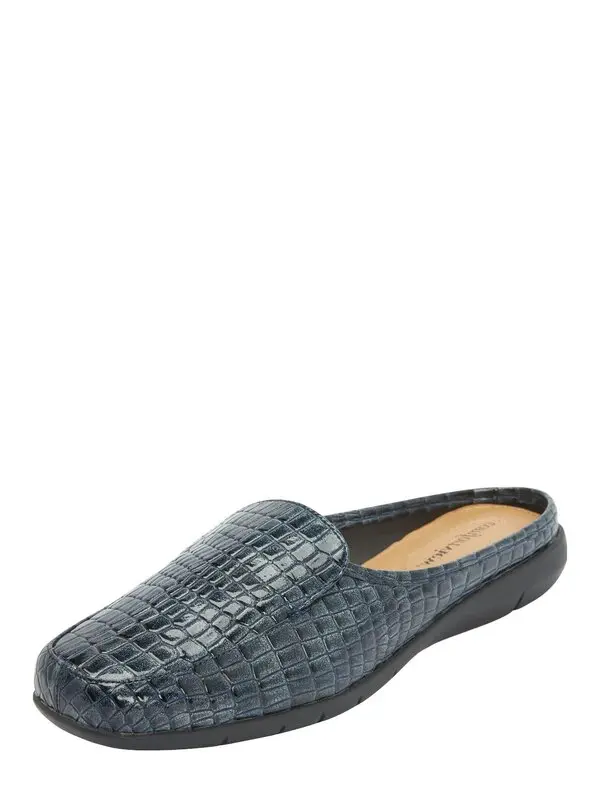 COMFORTVIEW Estelle Slip-on Mule With Crocodile Effect - Navy