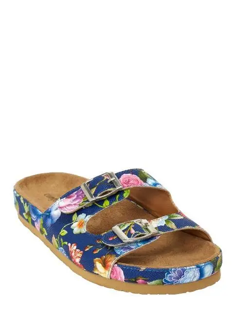 COMFORTVIEW The Maxi Slip On Footbed Sandal - Navy Floral
