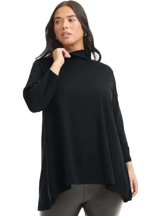 JUNE + VIE Mock-neck Tunic - Black
