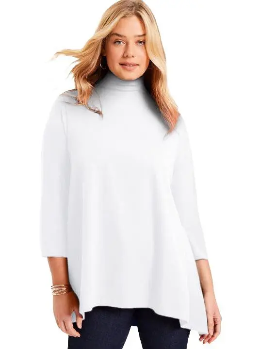 JUNE + VIE Mock-neck Tunic - White