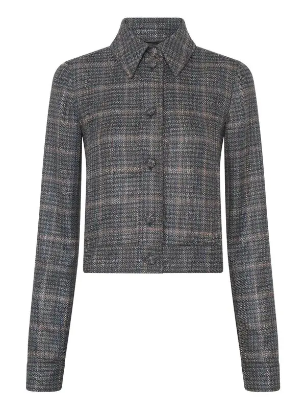 Gabriela Hearst Thereza Jacket In Multi Wool Silk Clubcheck Plaid - Charcoal