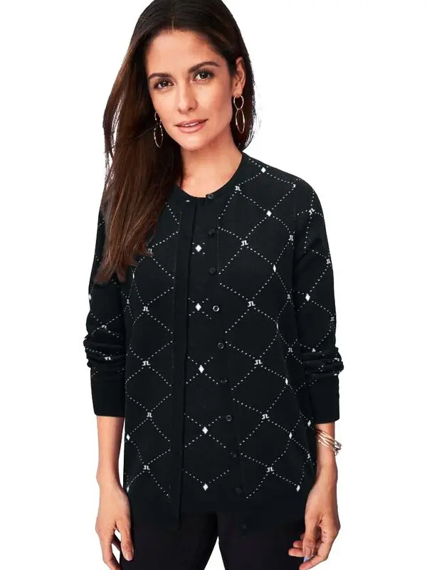 JESSICA LONDON Fine Gauge Button-front Cardigan - Black Diamond