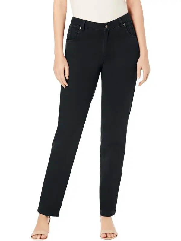 JESSICA LONDON Classic Cotton Denim Straight-leg Jean - Black