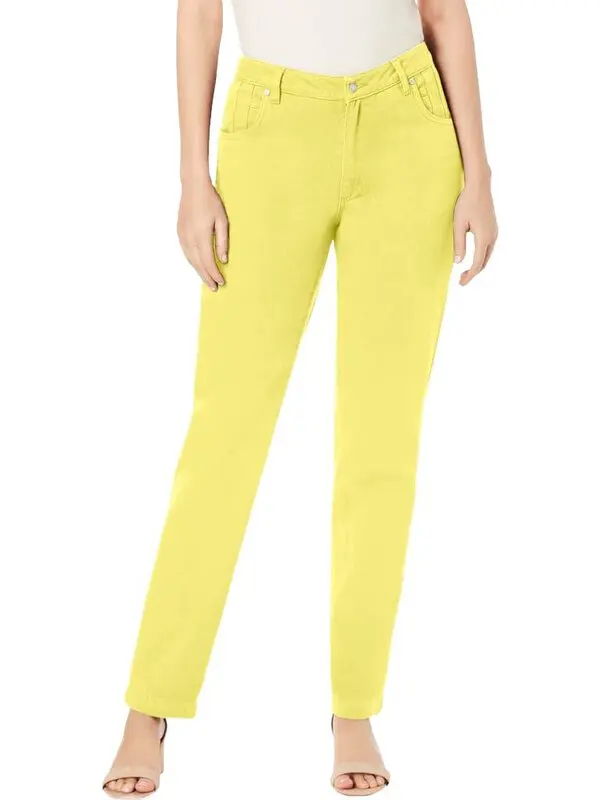 JESSICA LONDON Classic Cotton Denim Straight-leg Jeans - Bright Lemon