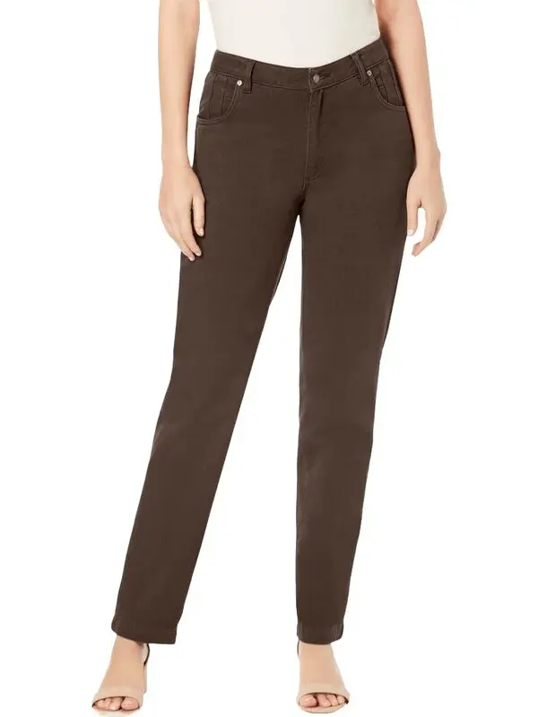 JESSICA LONDON Classic Cotton Denim Straight-leg Jeans - Chocolate