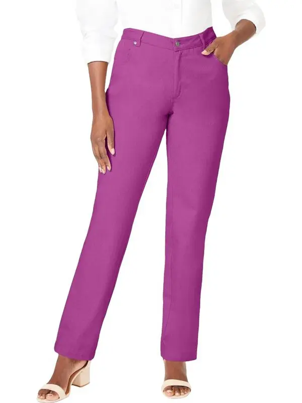 JESSICA LONDON Classic Cotton Denim Straight-leg Jean - Deep Orchid