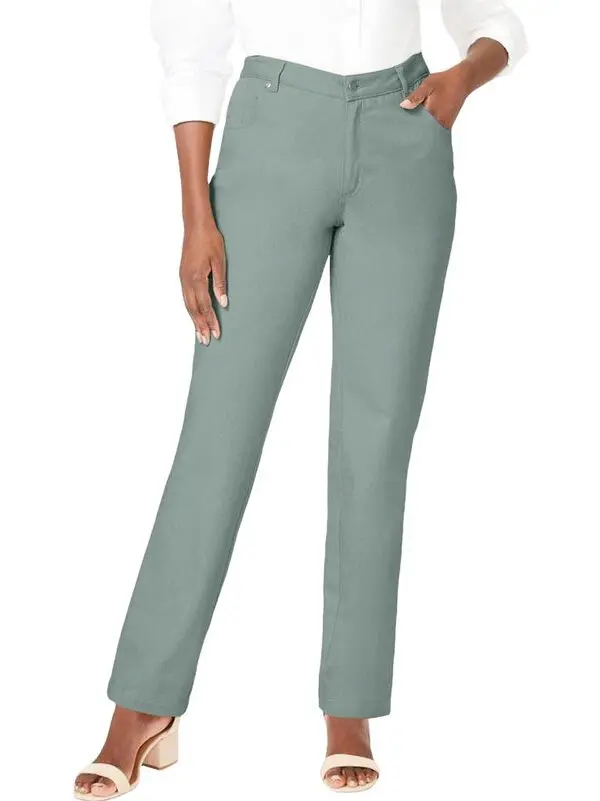 JESSICA LONDON Classic Cotton Denim Straight-leg Jean - Grey Spruce