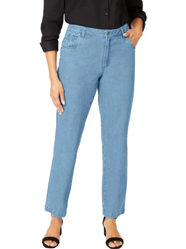 JESSICA LONDON Classic Cotton Denim Straight-leg Jean - Light Wash