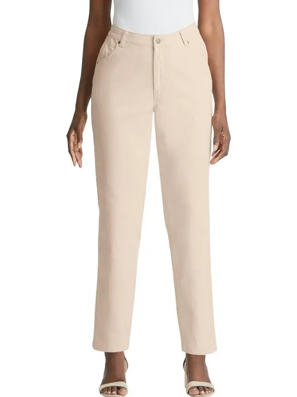 JESSICA LONDON Classic Cotton Denim Straight-leg Jean - Oatmeal