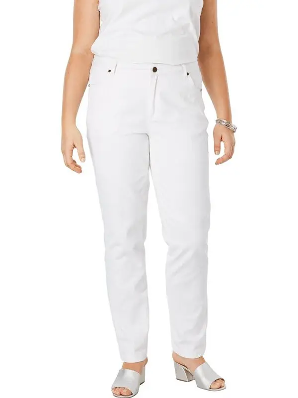 JESSICA LONDON Classic Cotton Denim Straight-leg Jean - White
